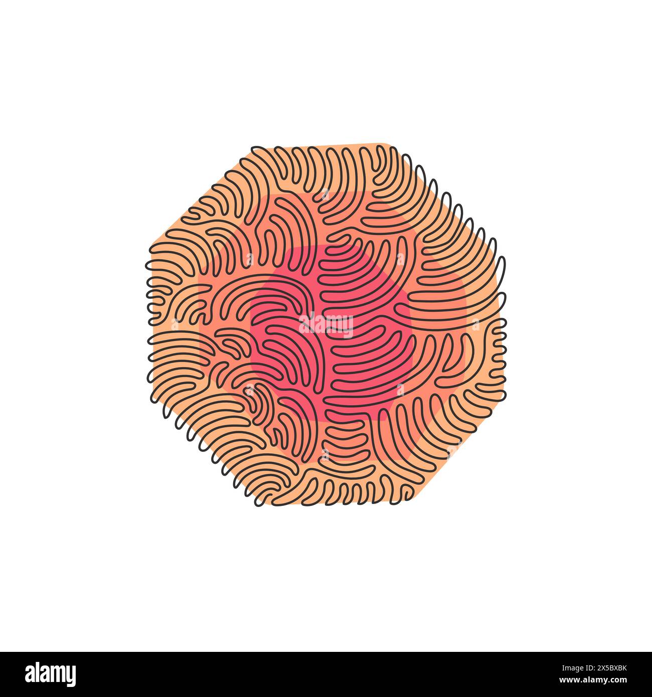 Single continuous line drawing hand drawn octagon, blank drawing frame ...