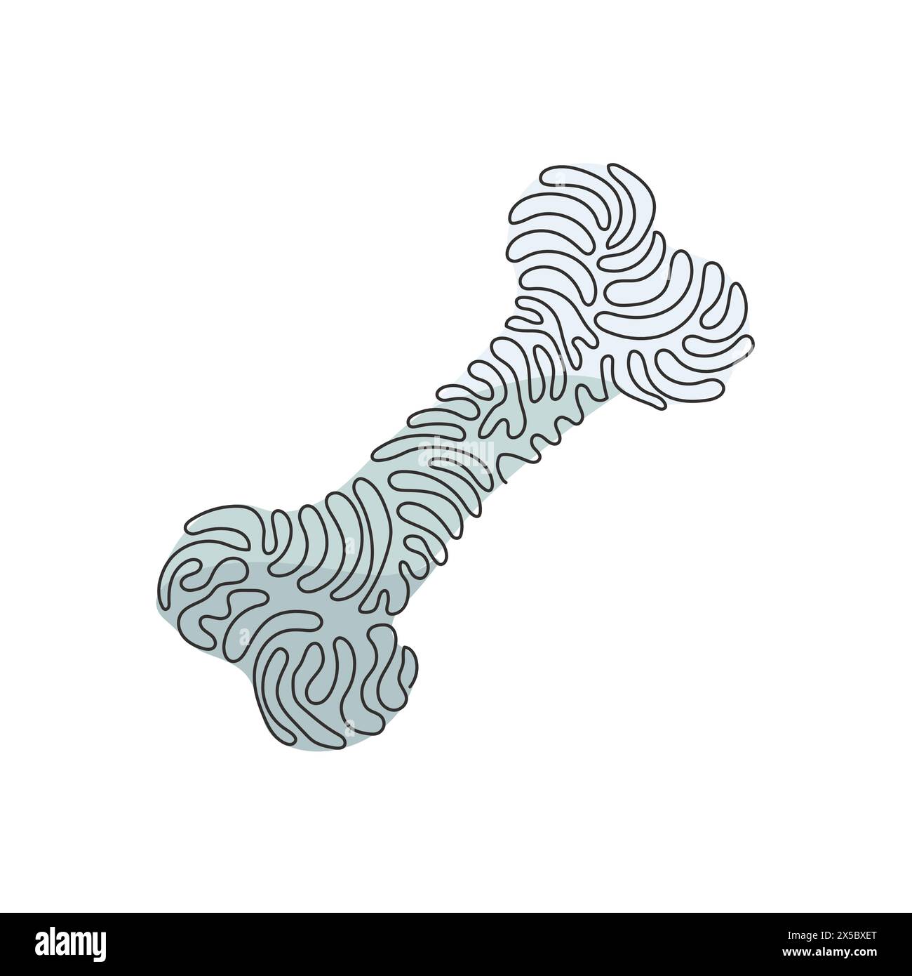 Single continuous line drawing dog bone icon in modern flat design ...