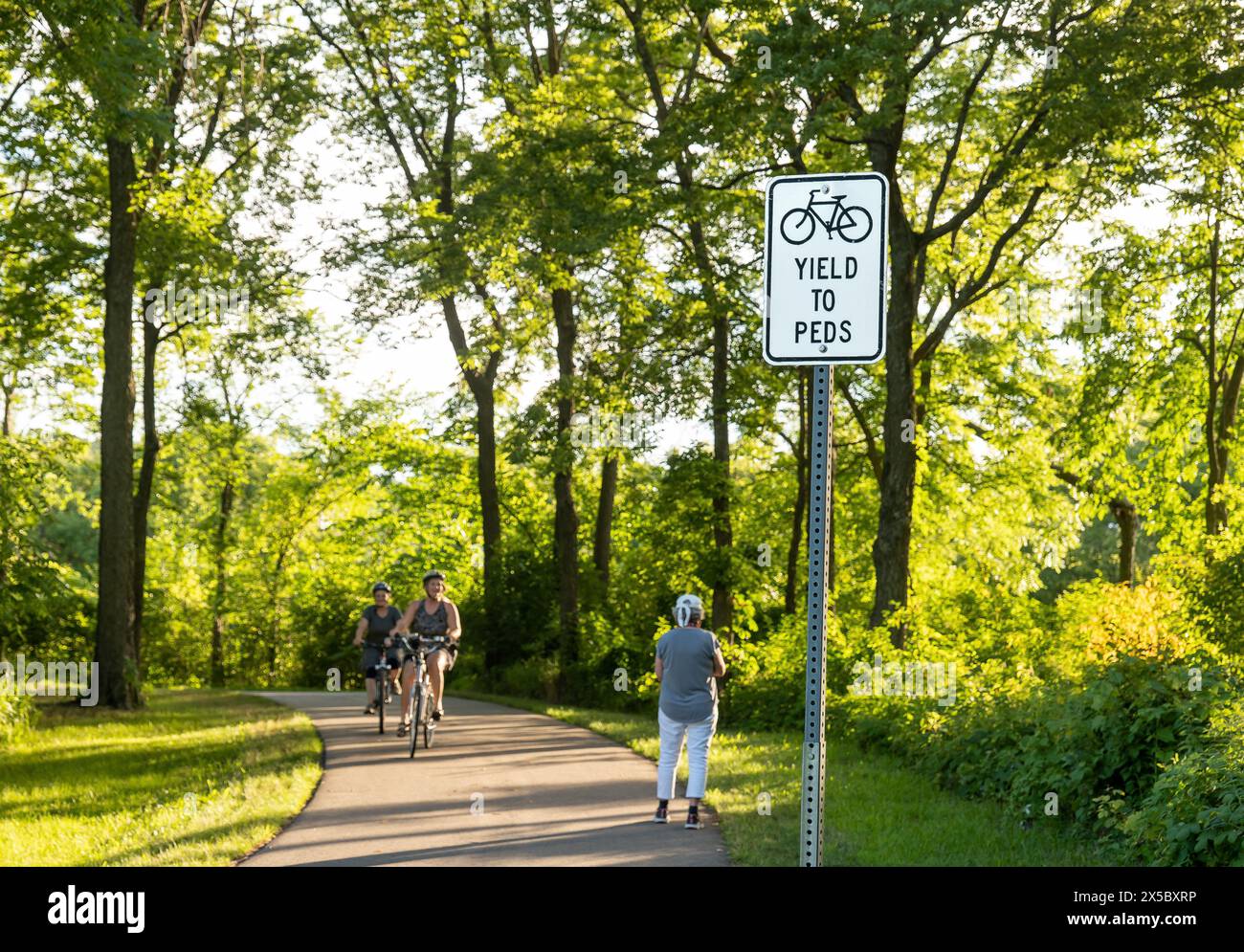 Yield to peds warning sign hi-res stock photography and images - Alamy