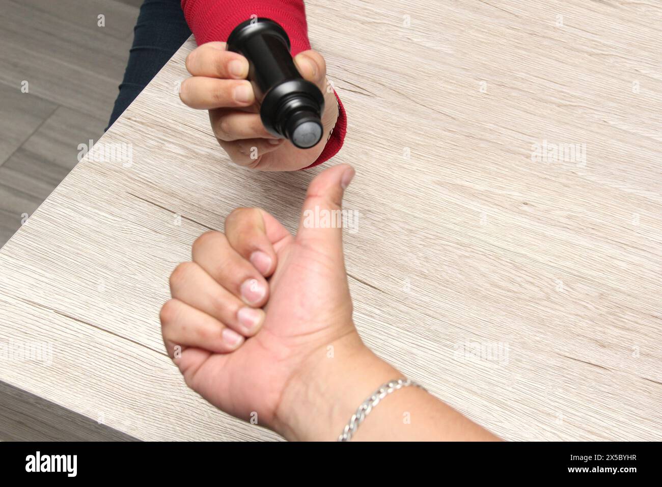 Election day in the country, the thumb of the hand is inked with ...