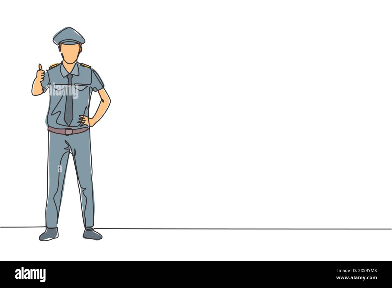 Single one line drawing of pilot stands with a thumbs-up gesture and ...