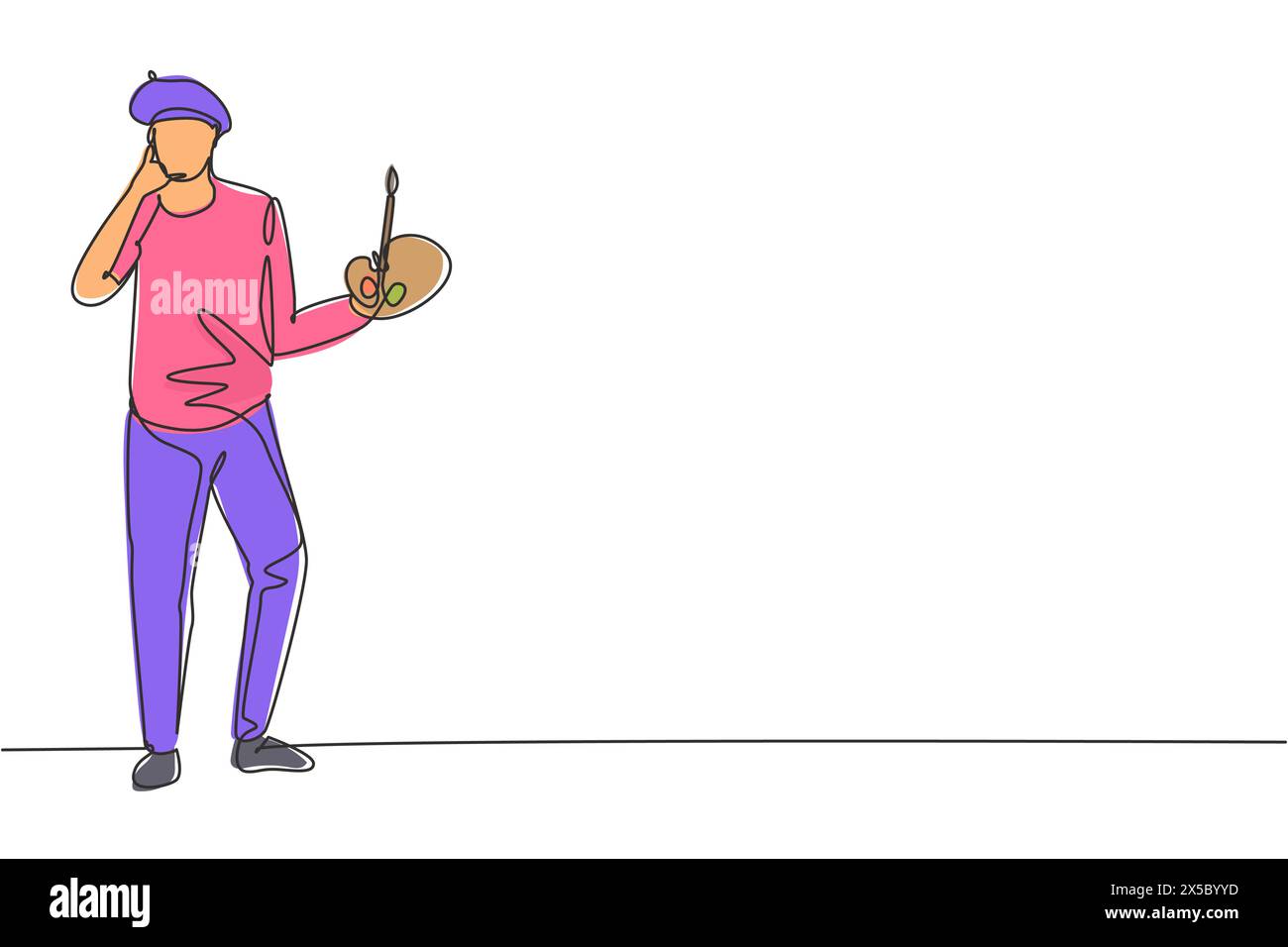 Artist painting in studio using Stock Vector Images - Alamy