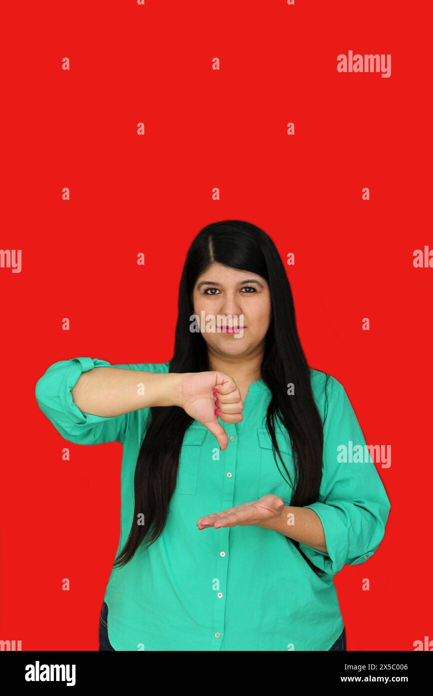 30 Year Old Latina Woman Uses Mexican Sign Language From The Deaf Community Of Mexico Series Of