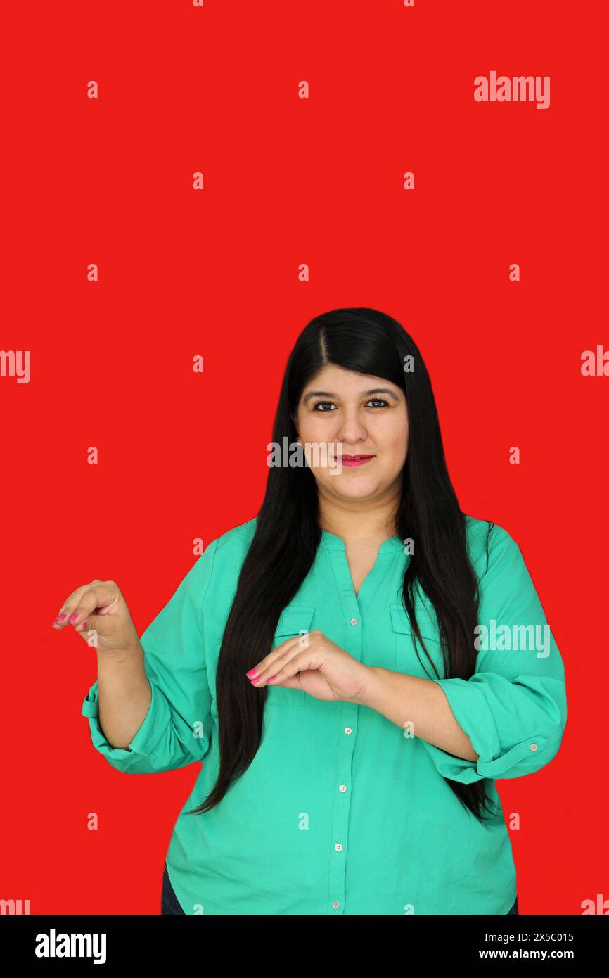 30-year-old Latina woman uses Mexican Sign Language from the deaf ...