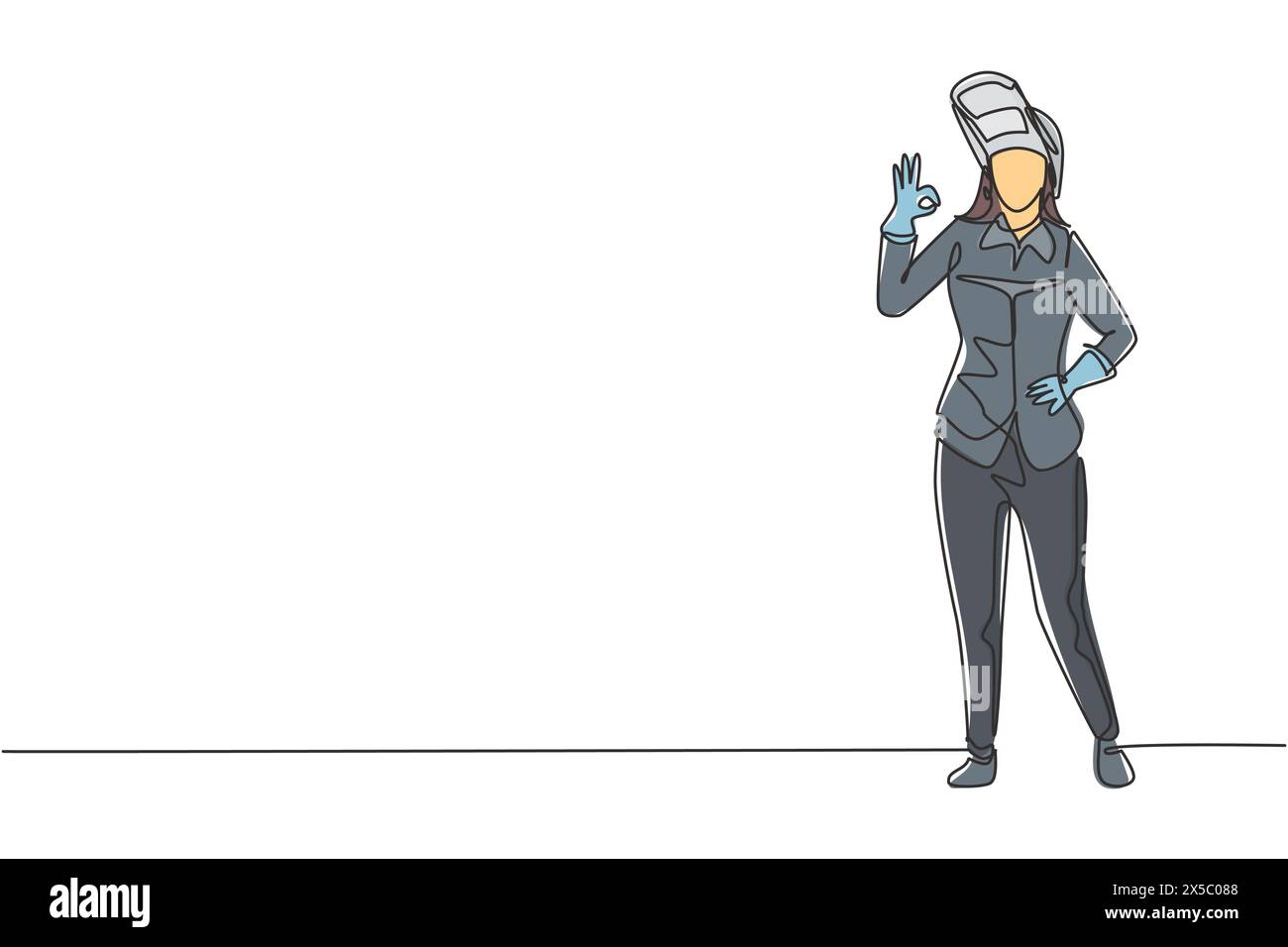 Female welder in metal workshop Stock Vector Images - Alamy