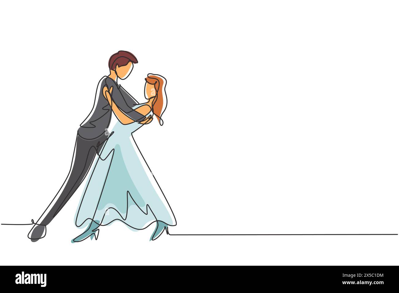 Single One Line Drawing Man And Woman Romantic Professional Dancer