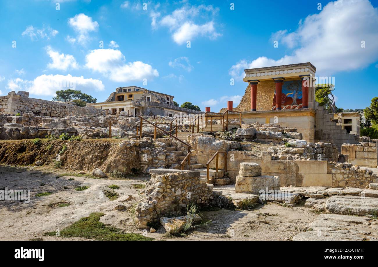 Palace of Knossos, Crete, Greece. The site was a major center of the ...