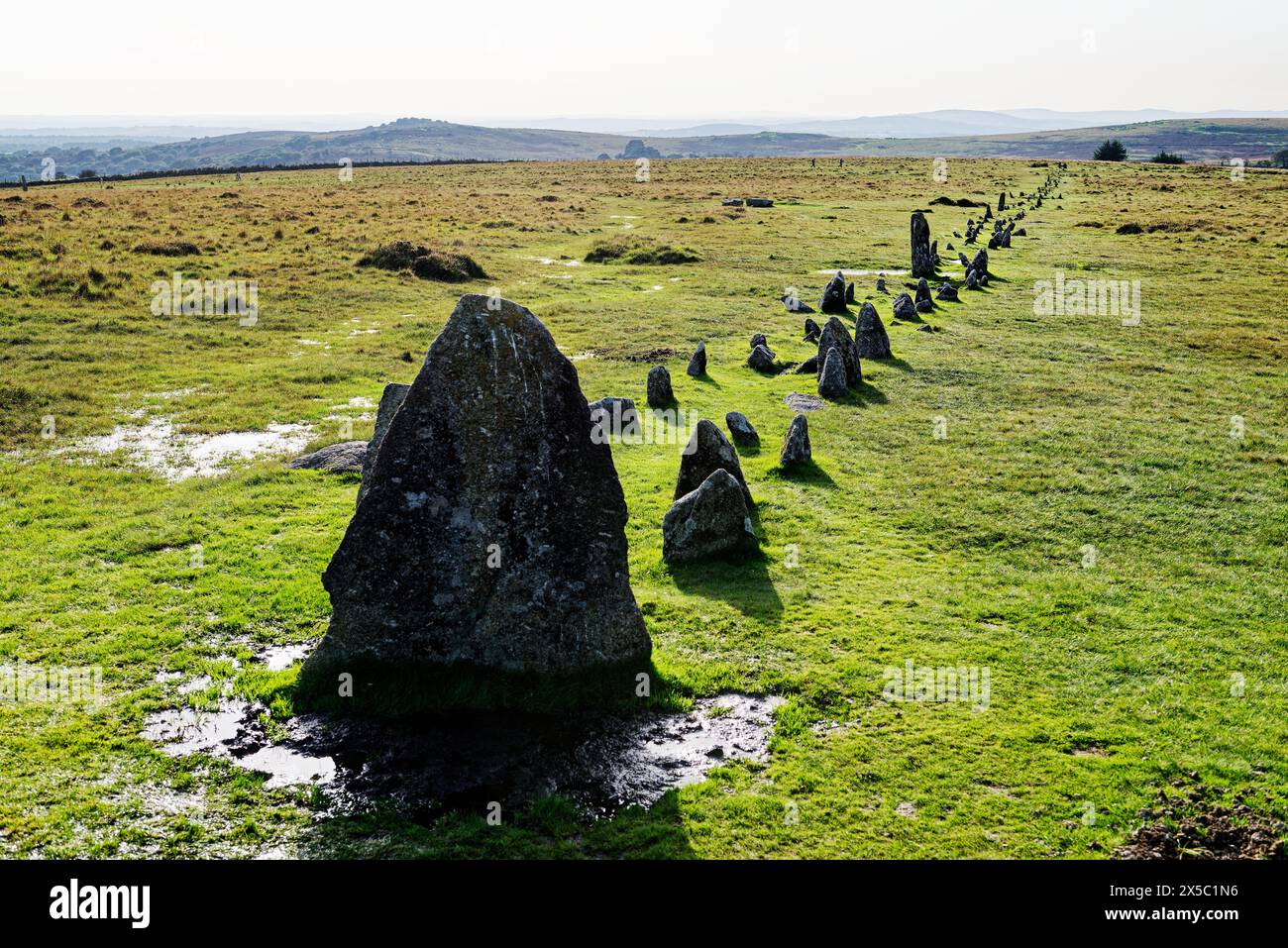 Merrivale stone rows. Prehistoric Neolithic 3000 – 2300 BC site on ...