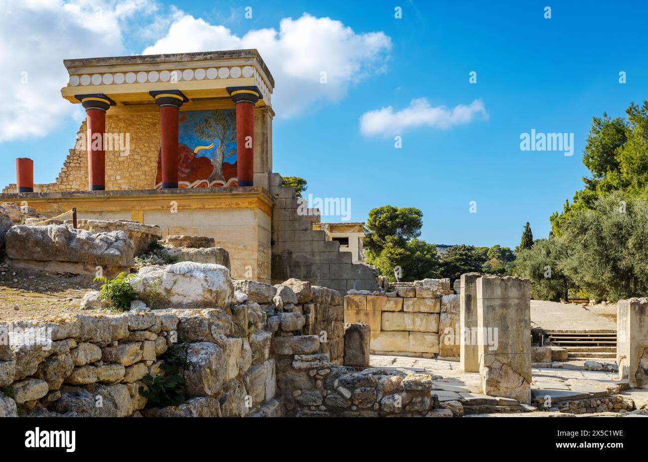 Palace of Knossos, Crete, Greece. The site was a major center of the ...