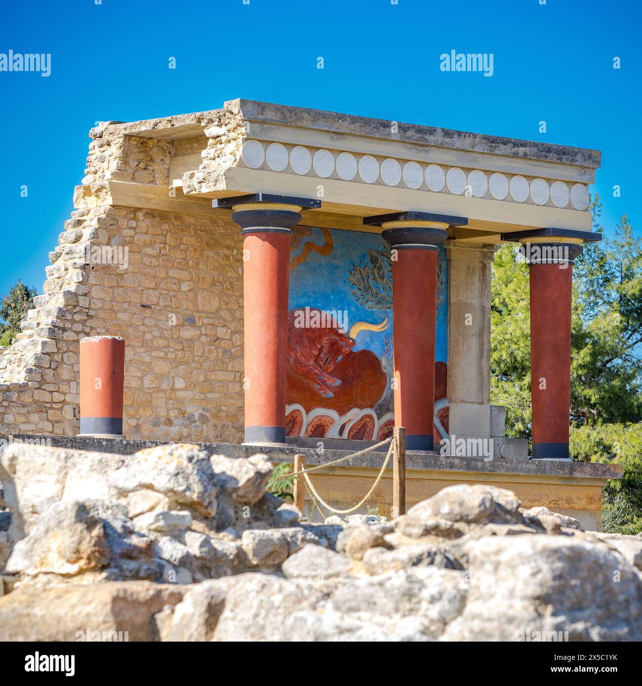Palace of Knossos, Crete, Greece. The site was a major center of the ...