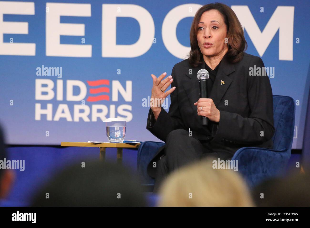 5-8-2024: Vice President Kamala Harris pictured talking with actress ...