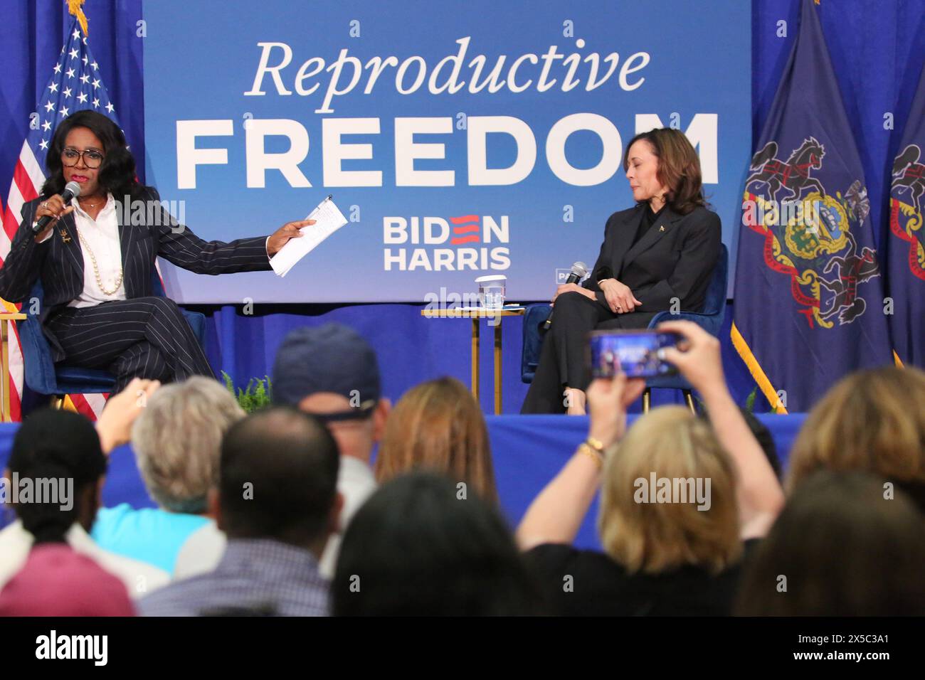 5-8-2024: Vice President Kamala Harris pictured talking with actress ...