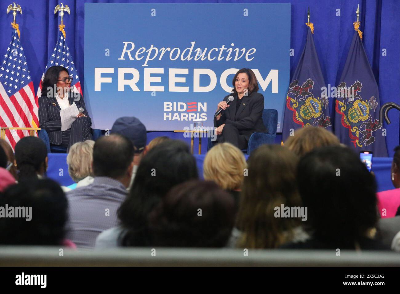 5-8-2024: Vice President Kamala Harris pictured talking with actress ...