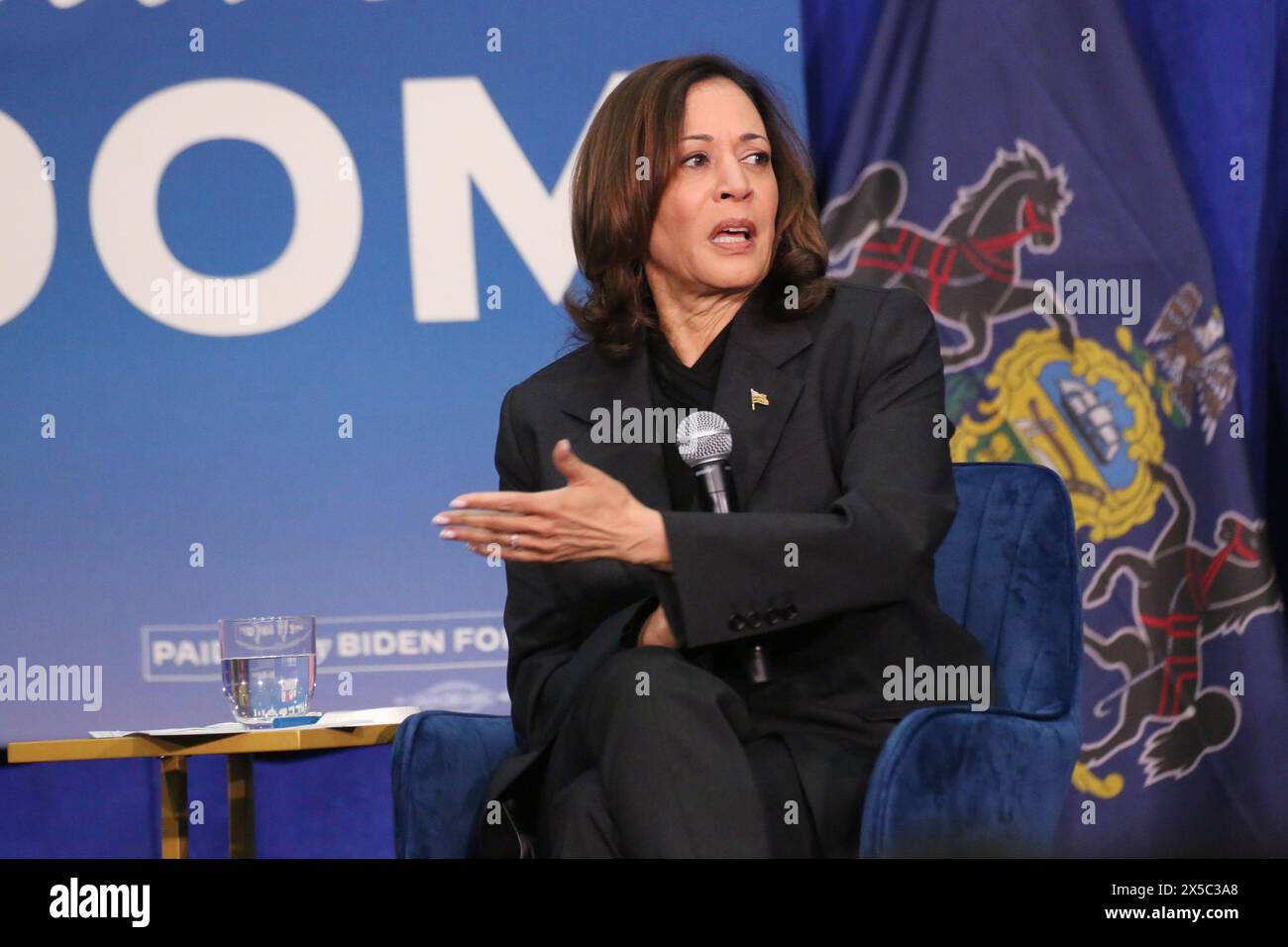 5-8-2024: Vice President Kamala Harris pictured talking with actress ...