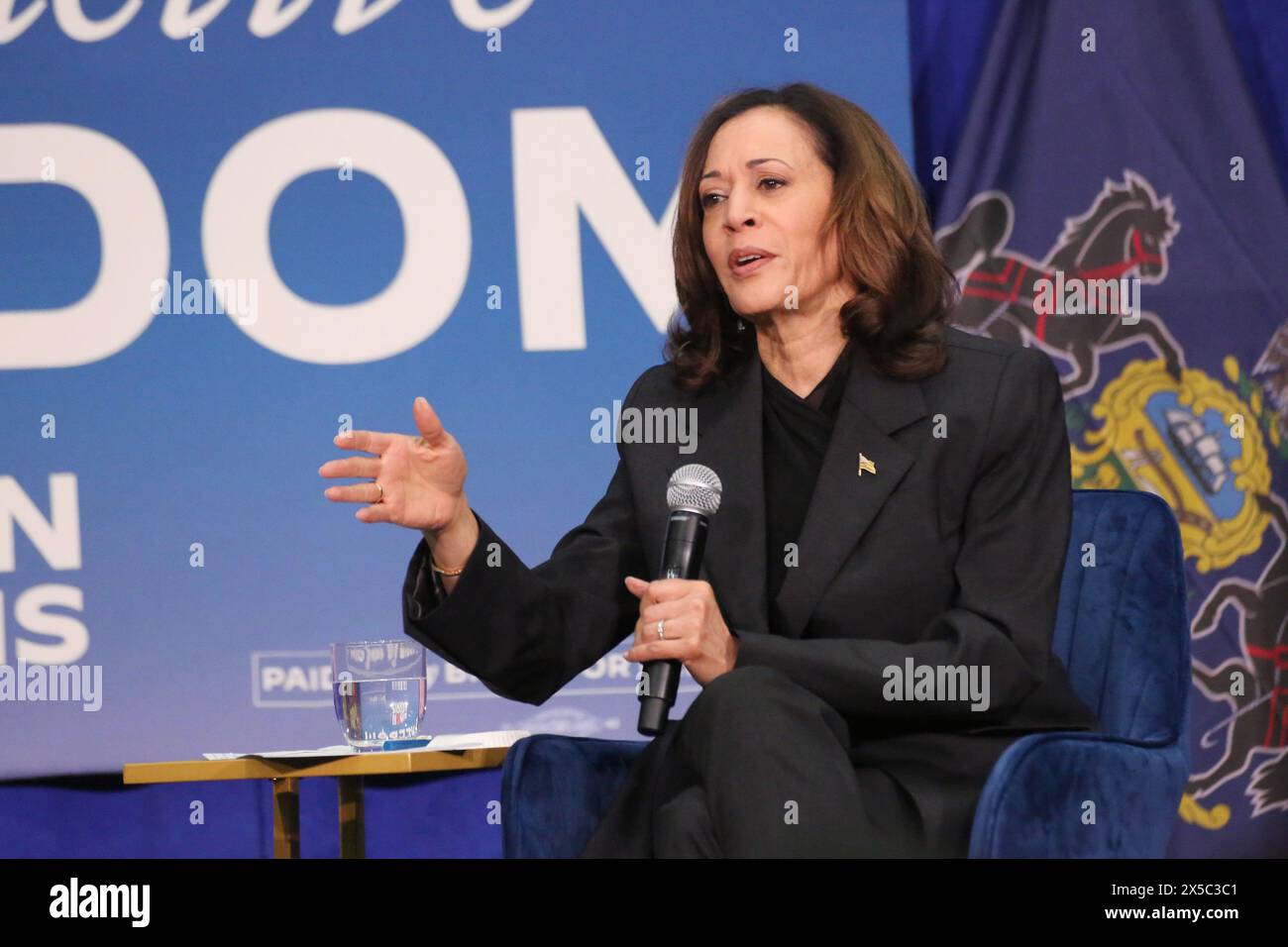 5-8-2024: Vice President Kamala Harris pictured talking with actress ...