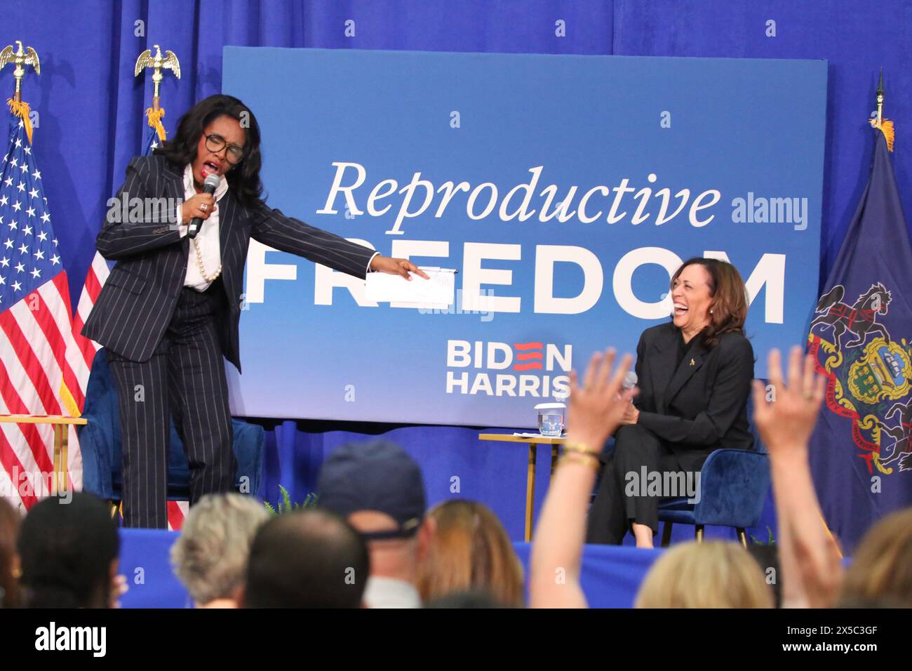 5-8-2024: Vice President Kamala Harris pictured talking with actress ...