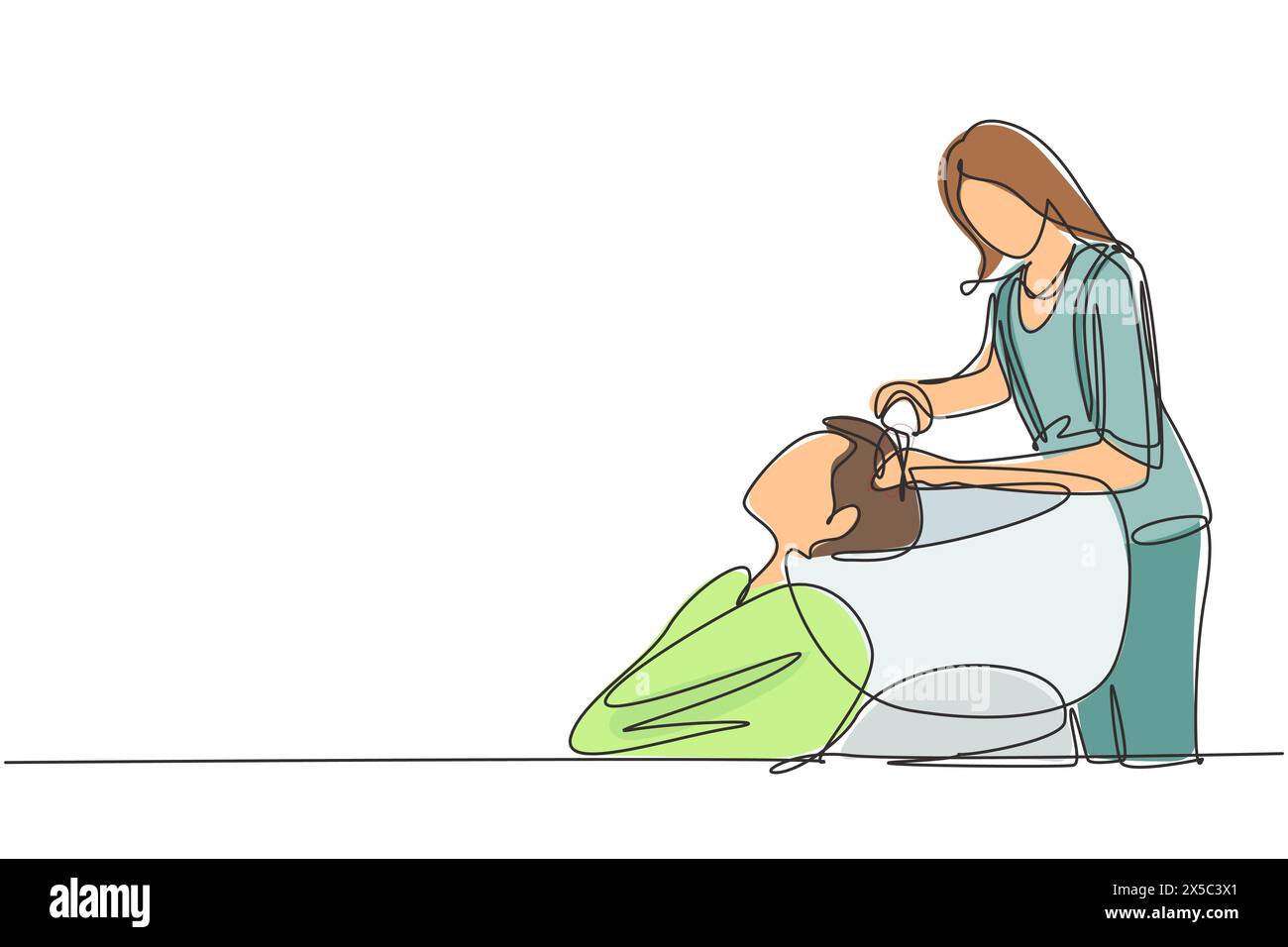 Single continuous line drawing like a princess. Side view photo of ...