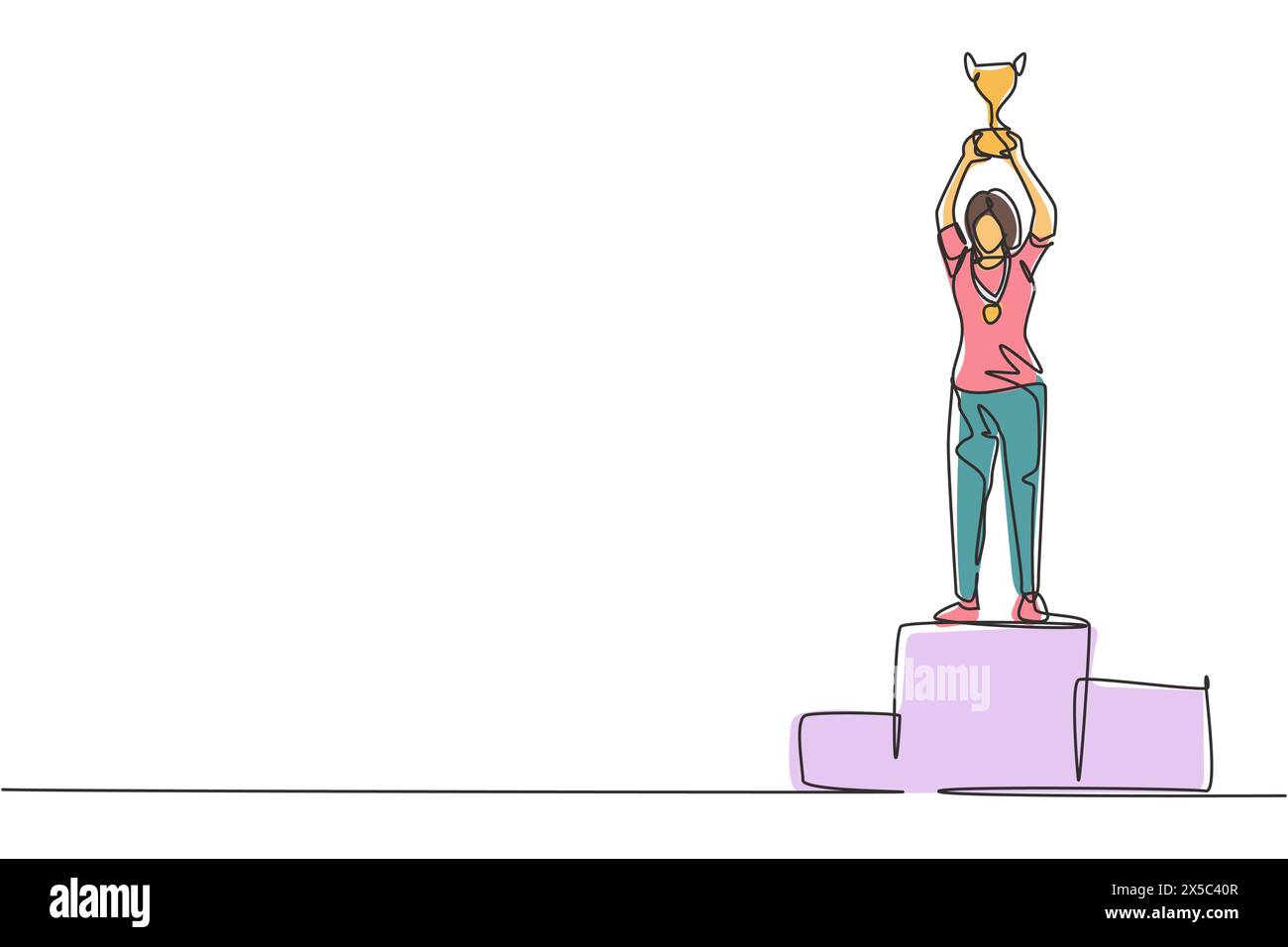 Continuous one line drawing female athlete wearing sports jersey ...