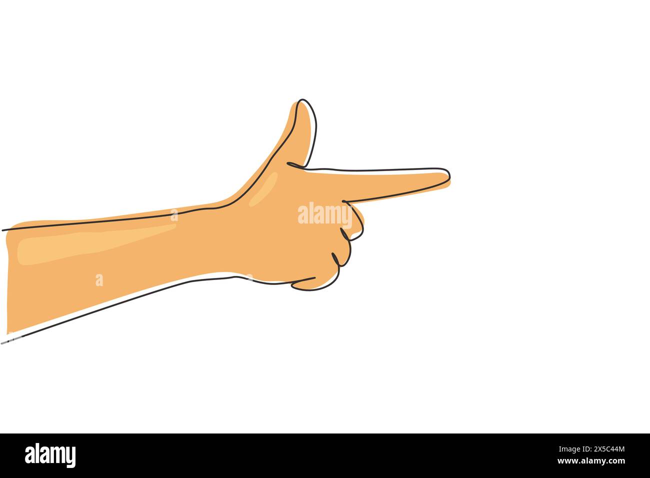 Single one line drawing hand making gun gesture. Hand shot or weapon ...
