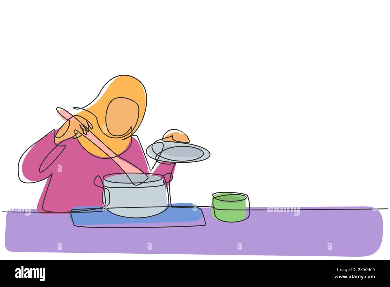 Housewife with cooking pot Stock Vector Images - Alamy