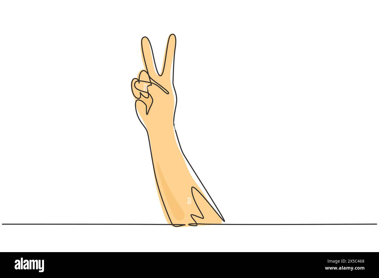 Single one line drawing symbol of peace. Number two hand count. Learn ...