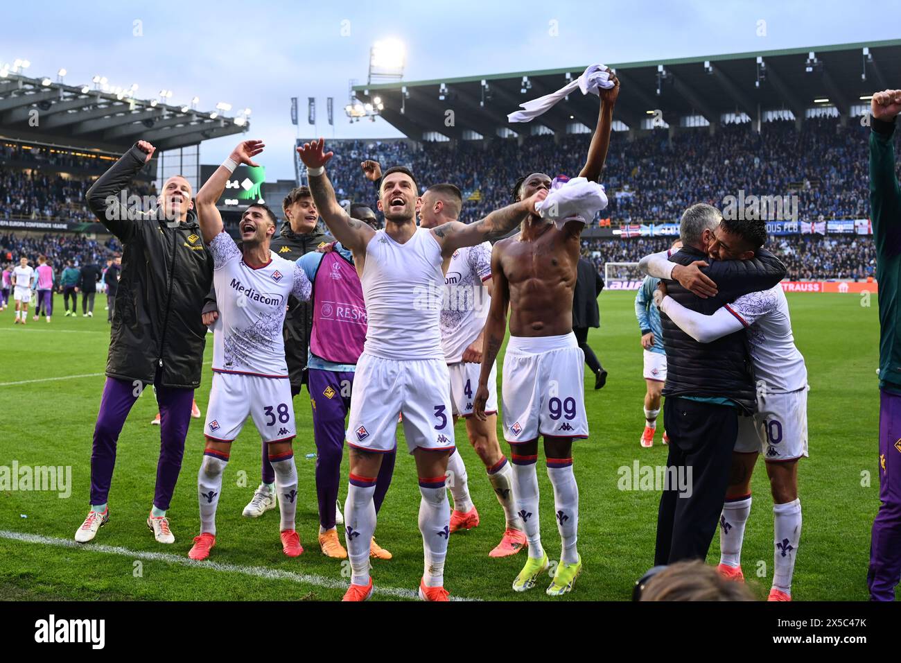 Final joy (Fiorentina) during the UEFA Europa Conference League match ...