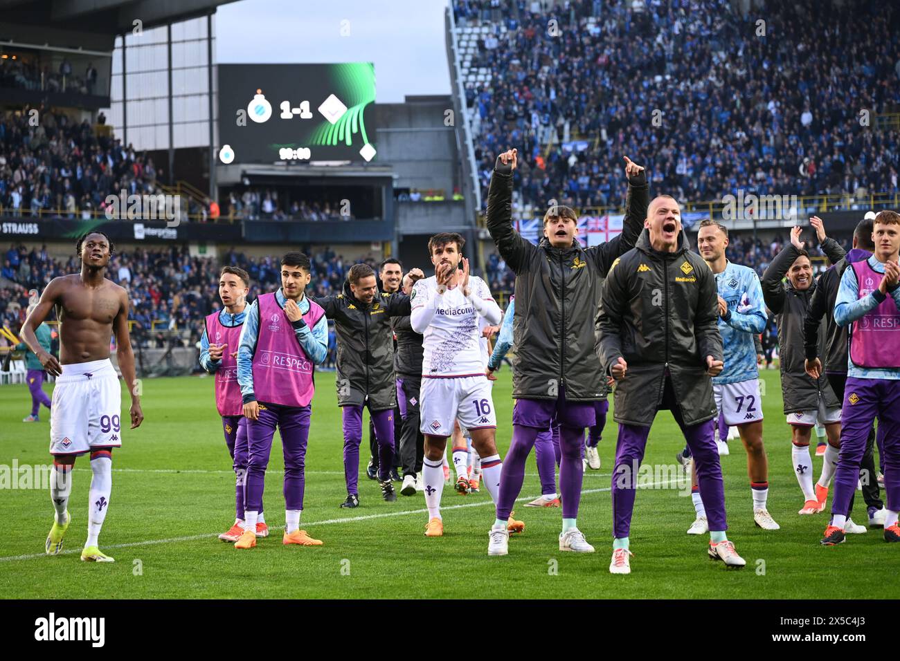 Final joy (Fiorentina) during the UEFA Europa Conference League match ...