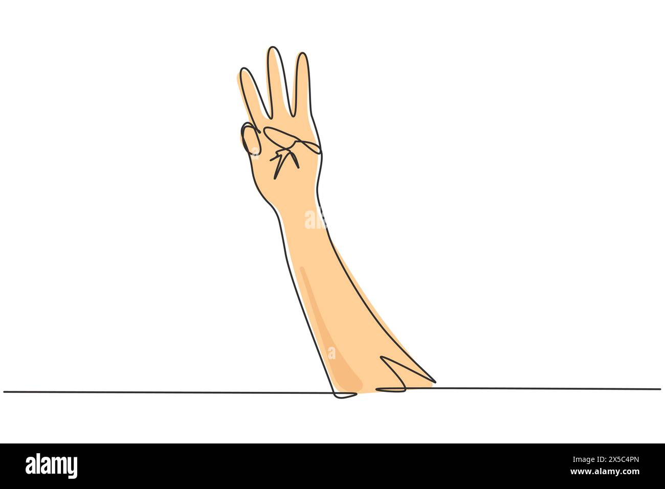 Single one line drawing third place symbol. Number three hand count ...