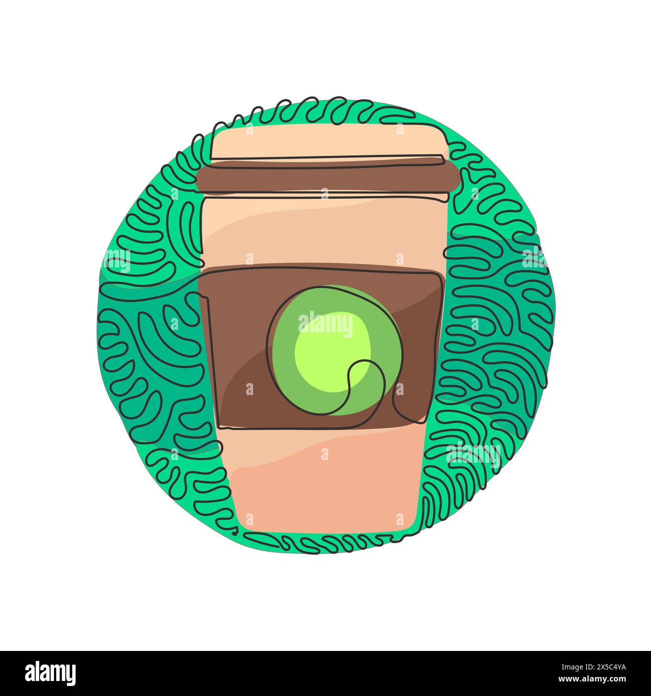 Single one line drawing coffee milk paper cup. Hot chocolate drink to ...