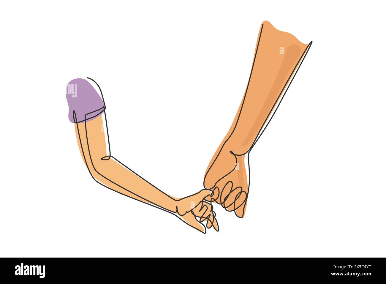 Continuous one line drawing dad holding hands daughter with love ...