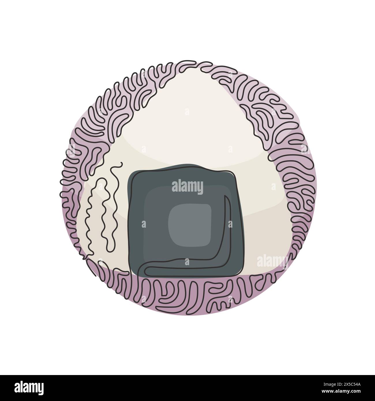 Single one line drawing Onigiri. Rice balls with nori seaweed ...