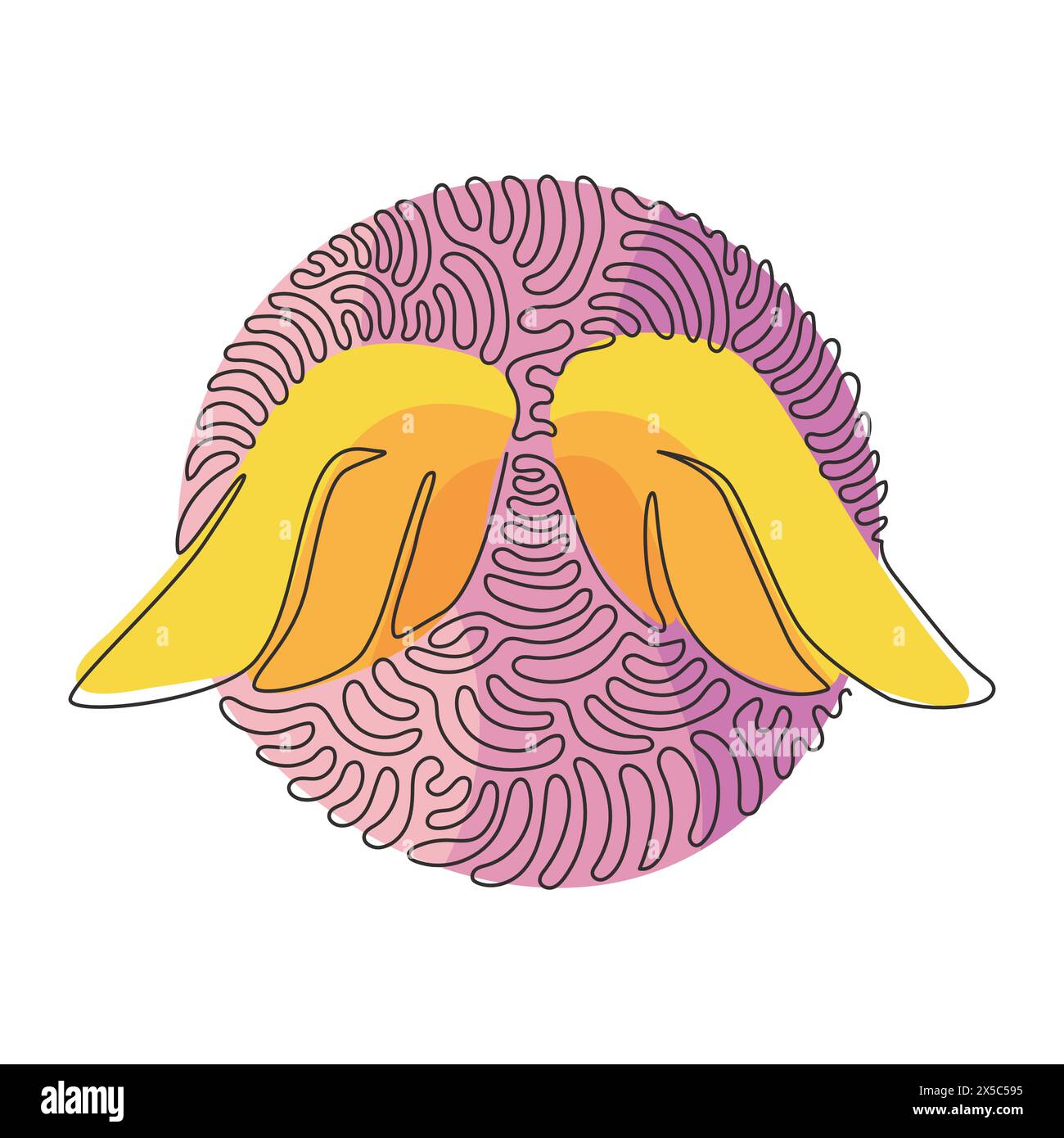 Single continuous line drawing cute angel wings holiday romantic ...