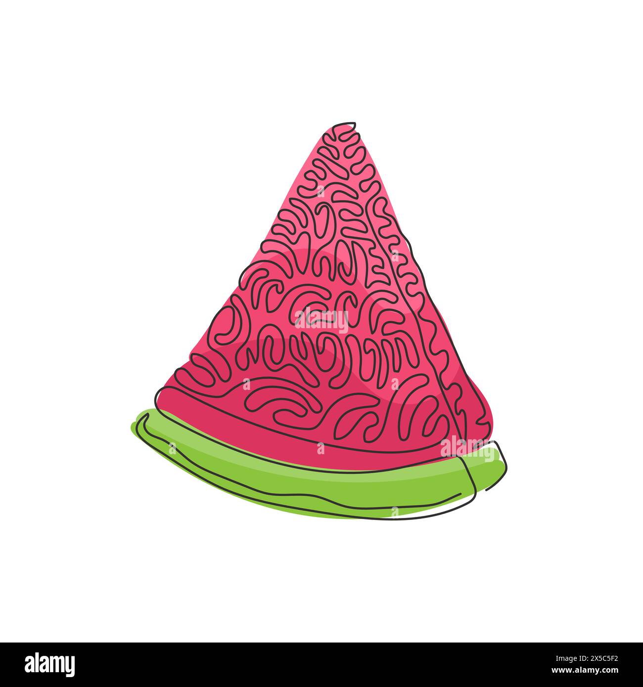 Single one line drawing fresh slice of watermelon. Watermelon healthy ...