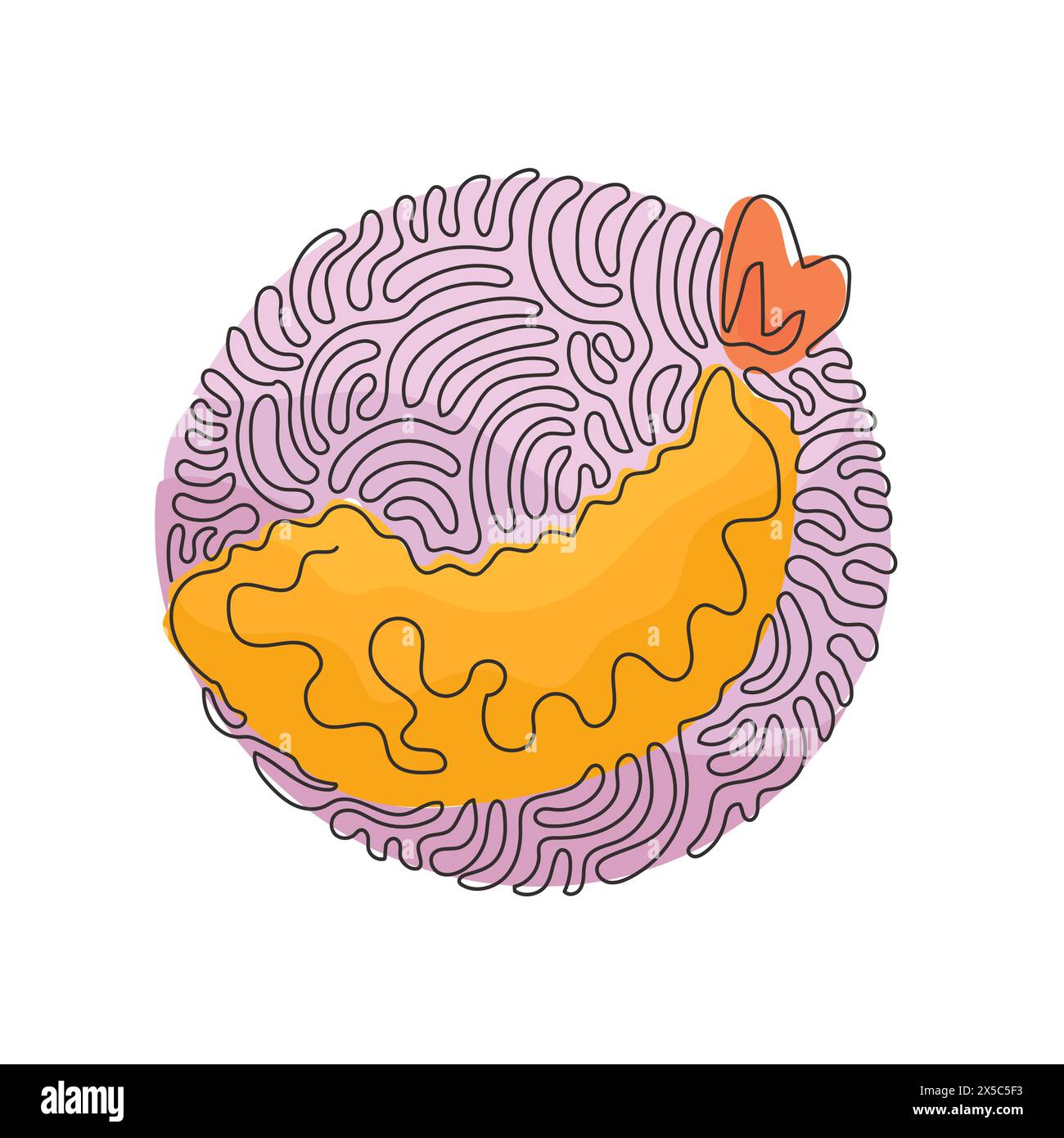 Continuous one line drawing tempura shrimp fried Japanese food ebifurai ...