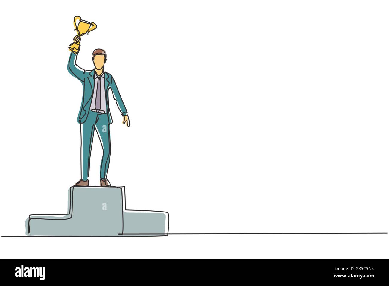 Continuous one line drawing young businesswoman wearing blazer holding ...