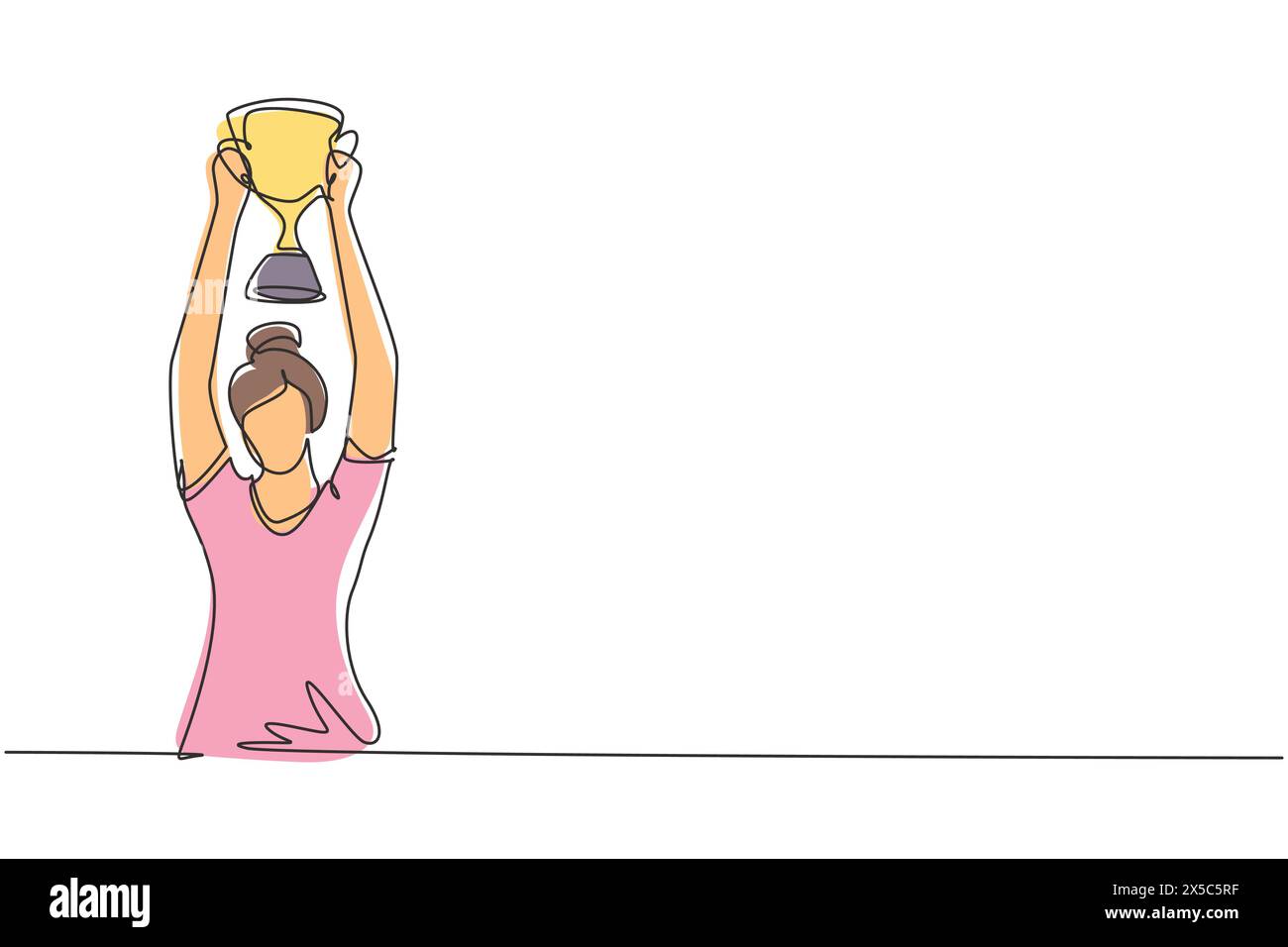 Single continuous line drawing female athlete wearing sports jersey ...