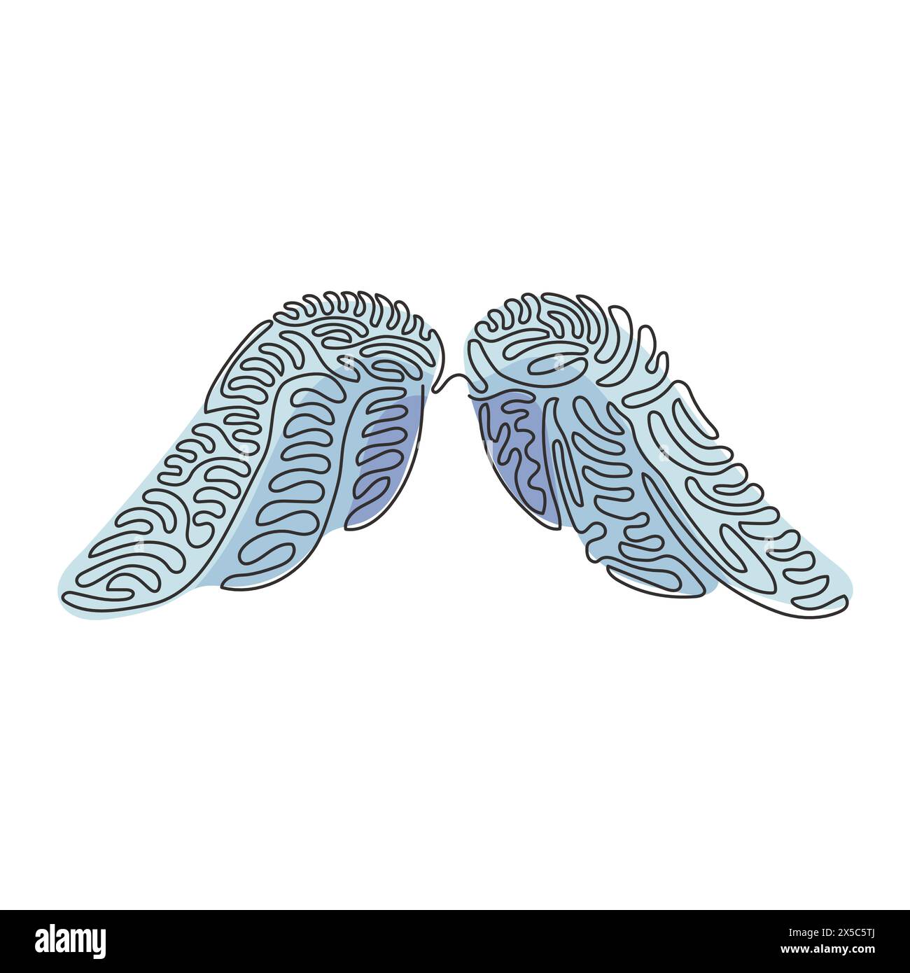 Continuous one line drawing cute angel wings holiday romantic ...