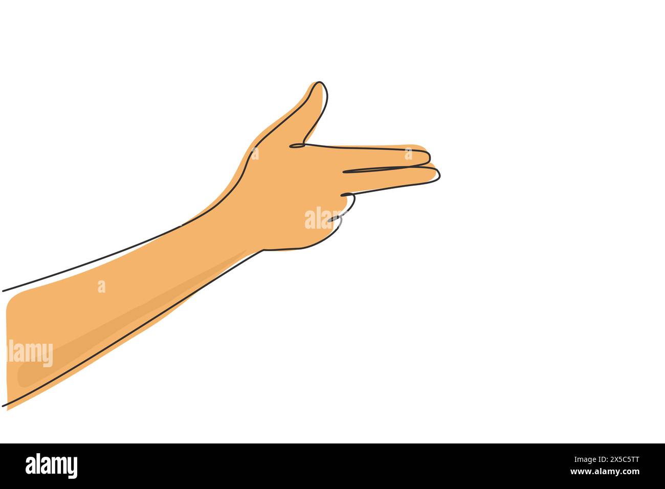 Single one line drawing hand gesturing fire gun weapon with fingers ...