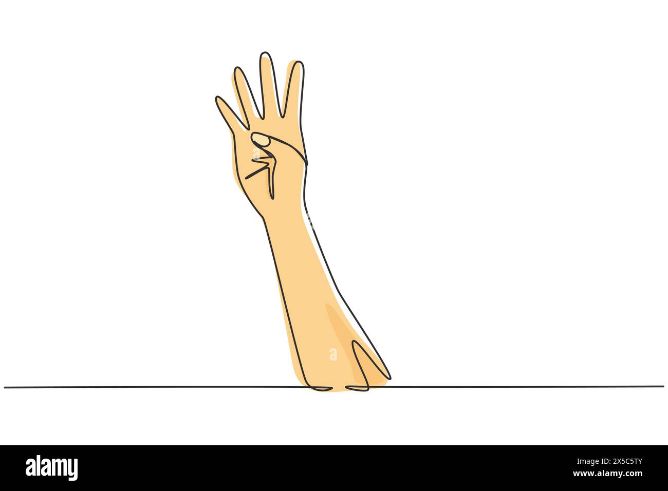 Single continuous line drawing hand count number four. Learn to count ...