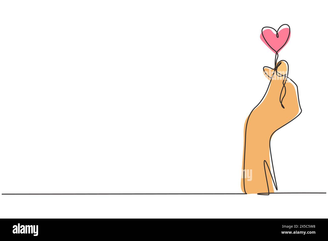 Single continuous line drawing Korean heart sign. Finger love symbol. I love you hand gesture ...