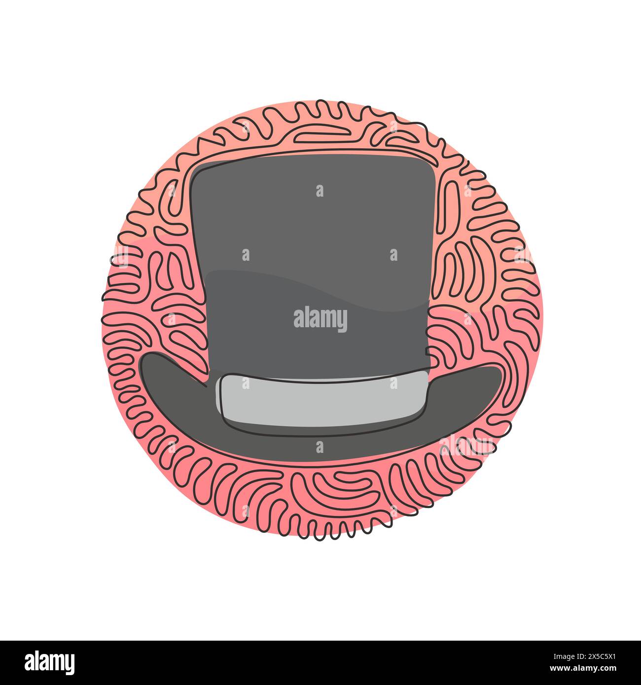 Continuous one line drawing vintage top hat. Cylinder hats. Old ...