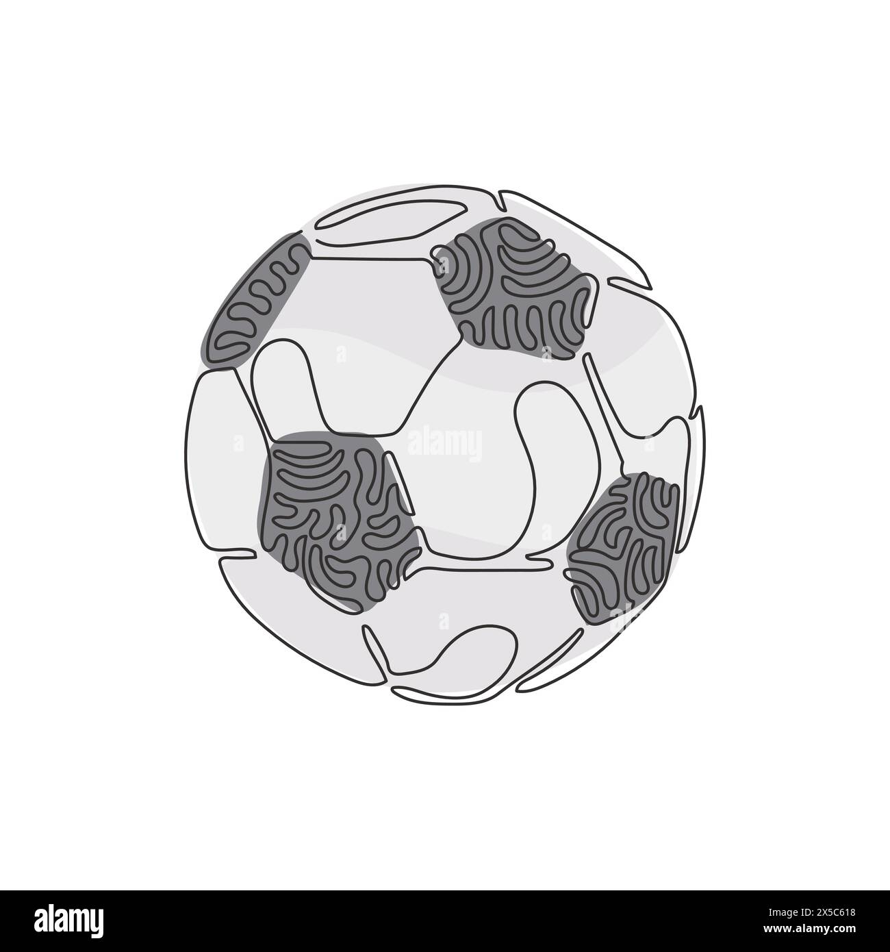 Single one line drawing white soccer ball for soccer game recreation ...