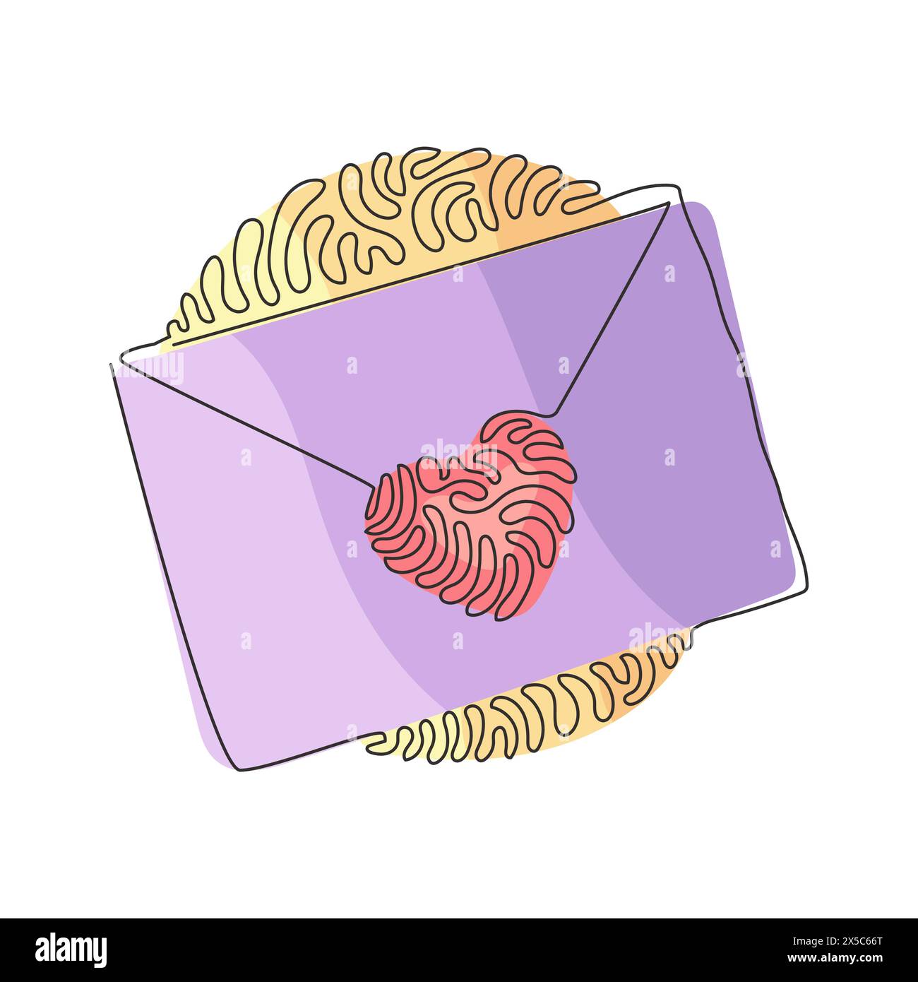 Single continuous line drawing envelope sealed with heart. Love letter ... Single continuous line drawing envelope sealed with heart. Love letter ...