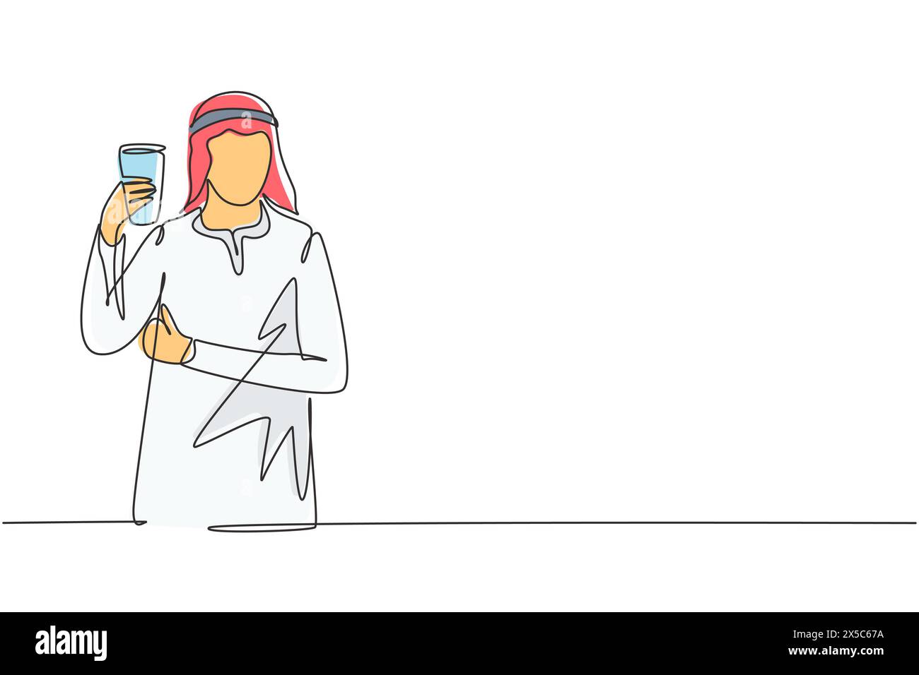 Single continuous line drawing portrait of happy young Arabian man ...