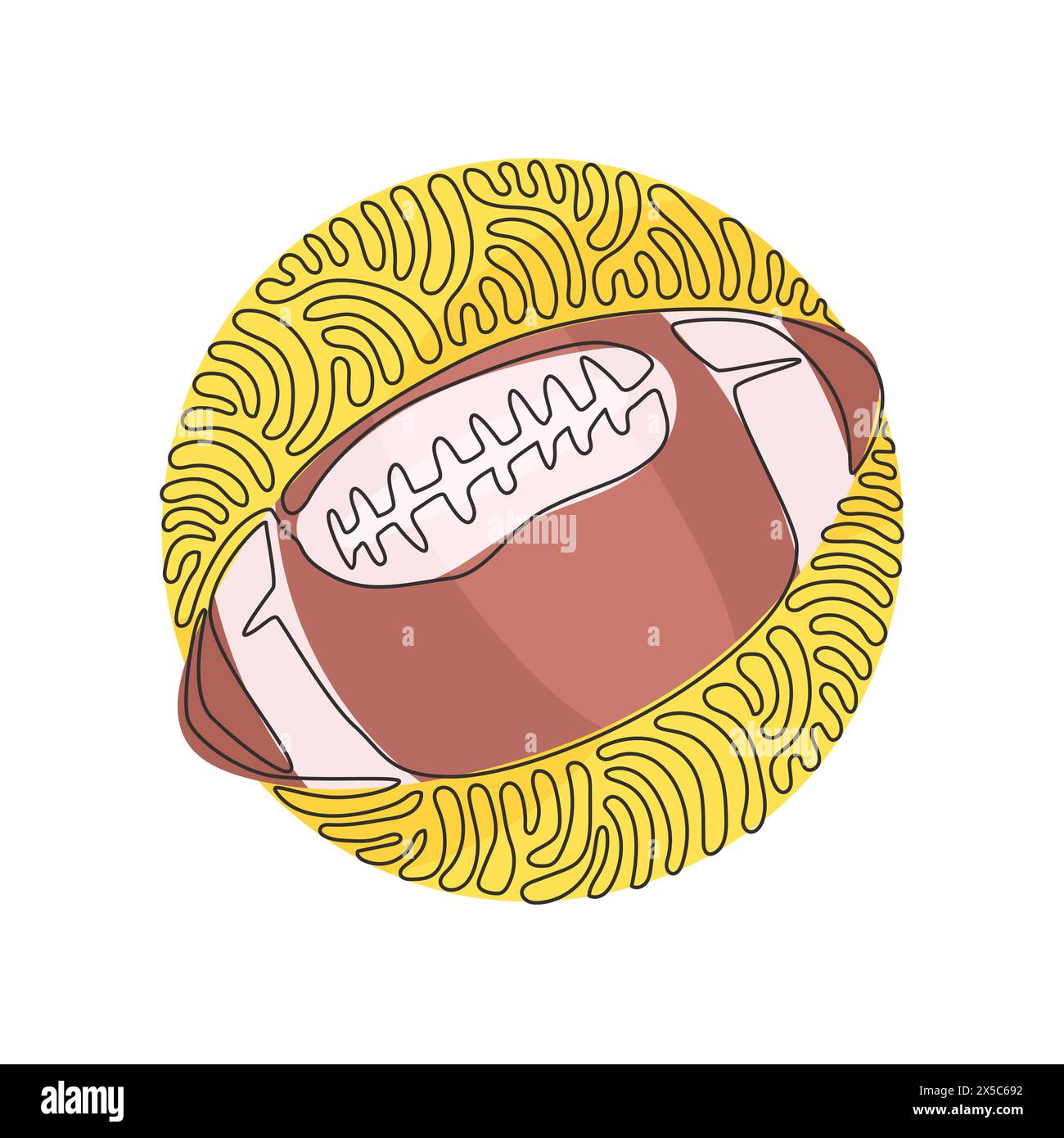 Continuous one line drawing leather American football ball. American ...