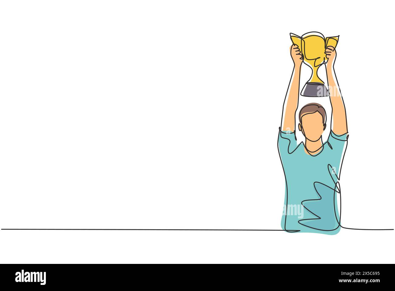 Single continuous line drawing male athlete wearing sports jersey ...