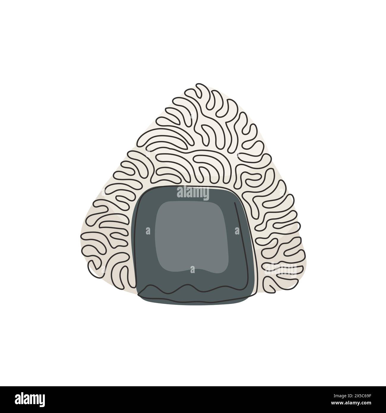 Continuous one line drawing Onigiri. Rice balls with nori seaweed ...