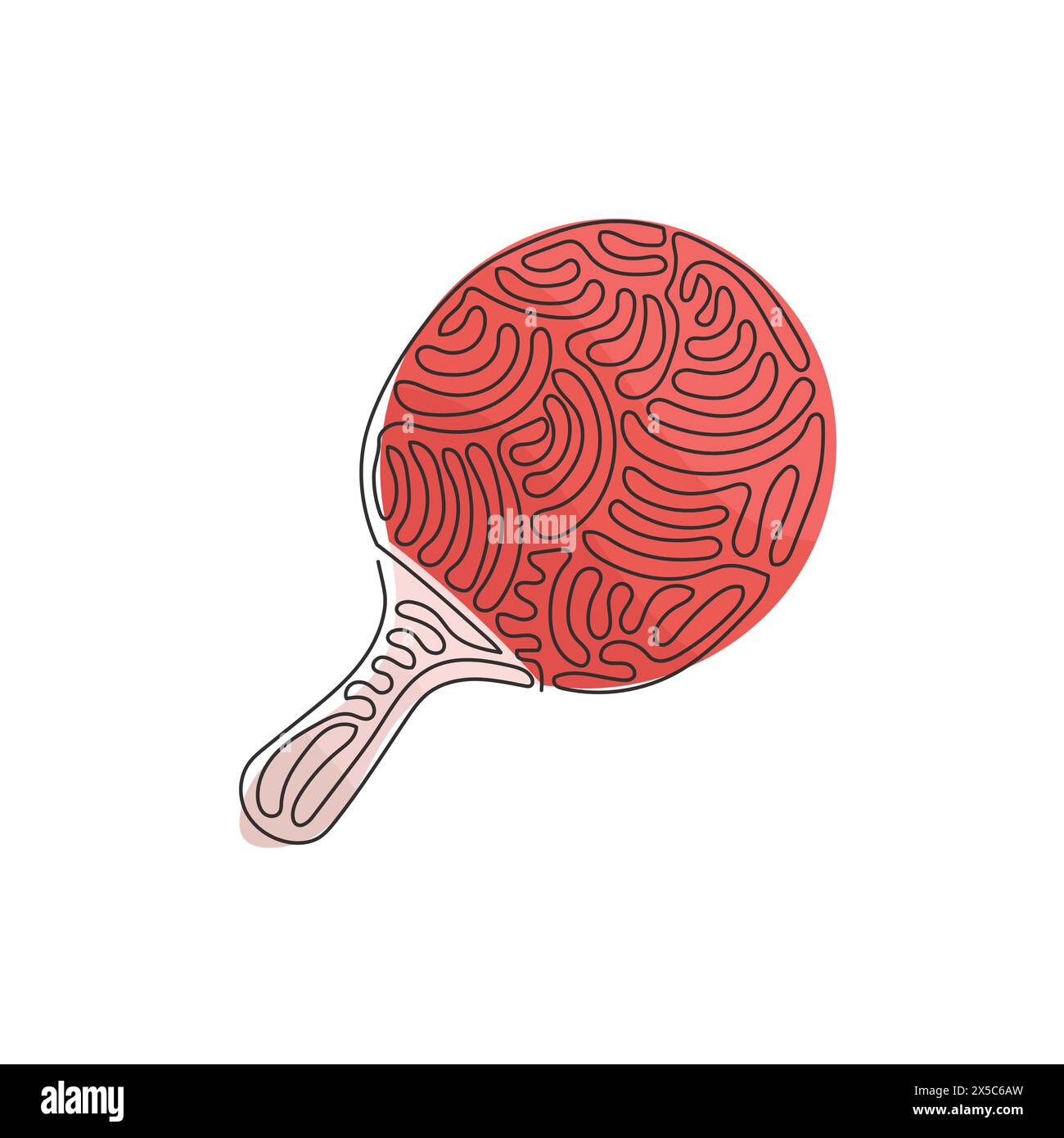 Single one line drawing ping pong paddle. Tennis game racket ...