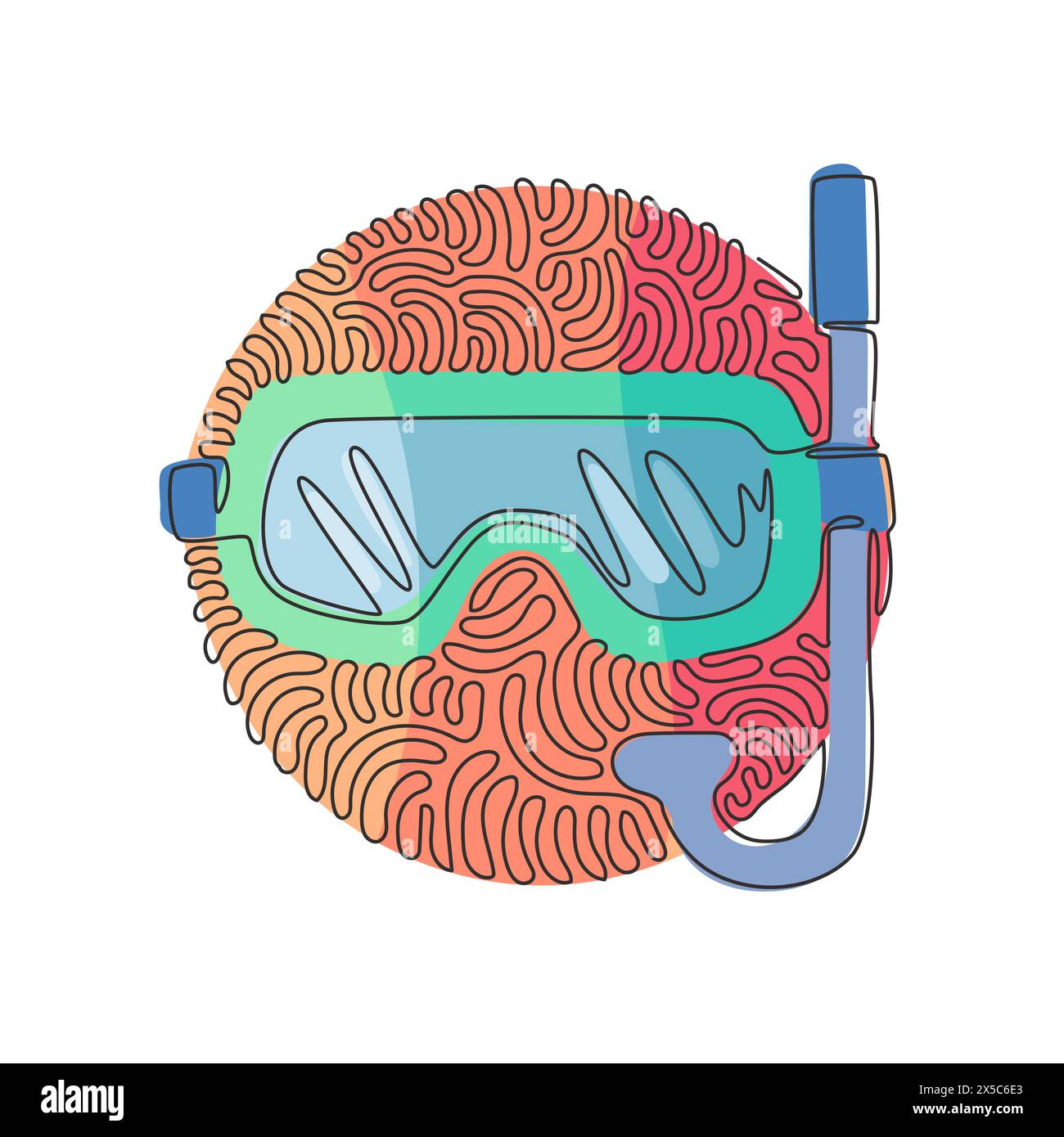 Continuous one line drawing scuba diving mask with snorkel. Diving mask ... Continuous one line drawing scuba diving mask with snorkel. Diving mask ...