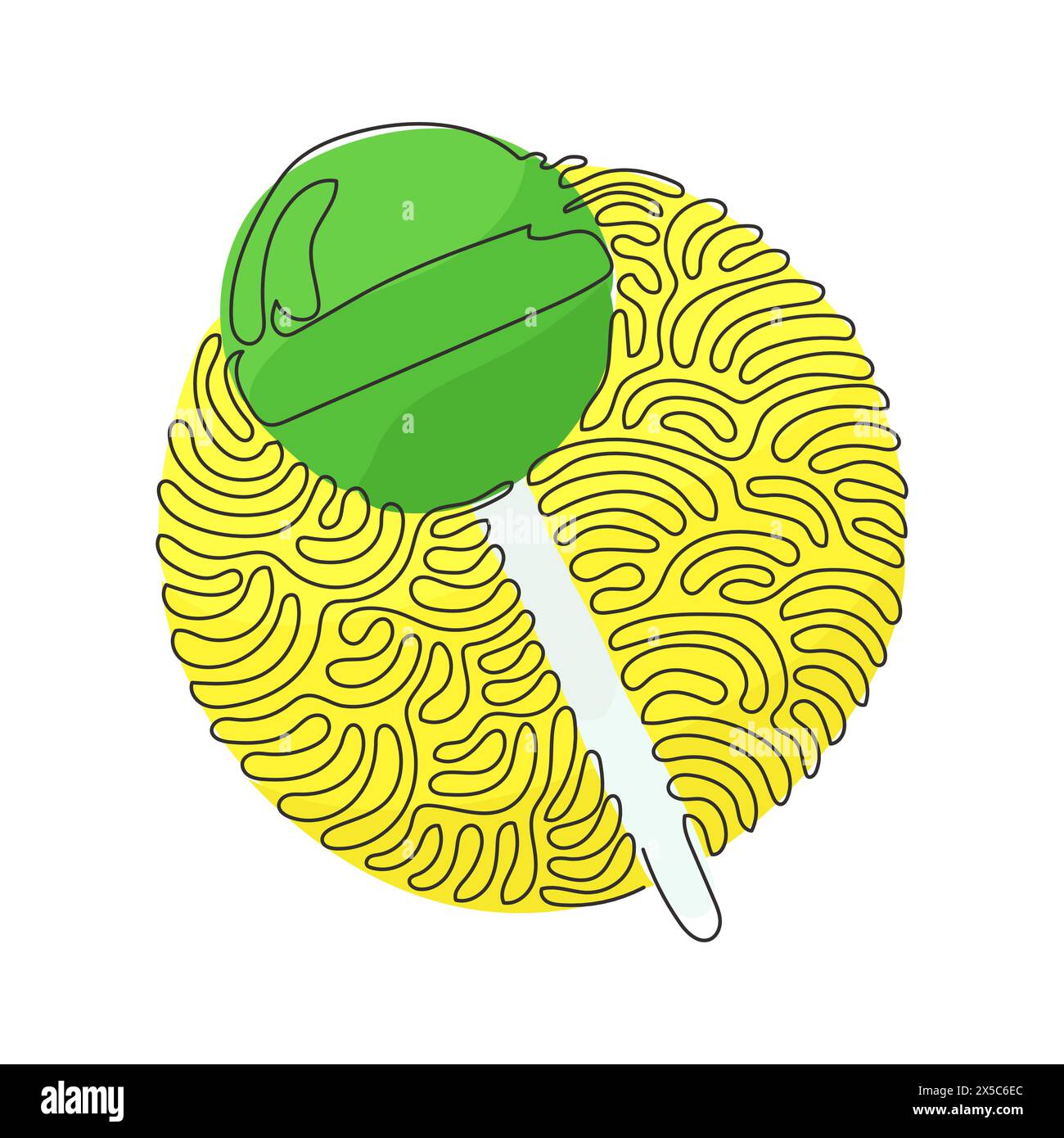 Single one line drawing sweet lollipops. Round candy on stick. Colored ...